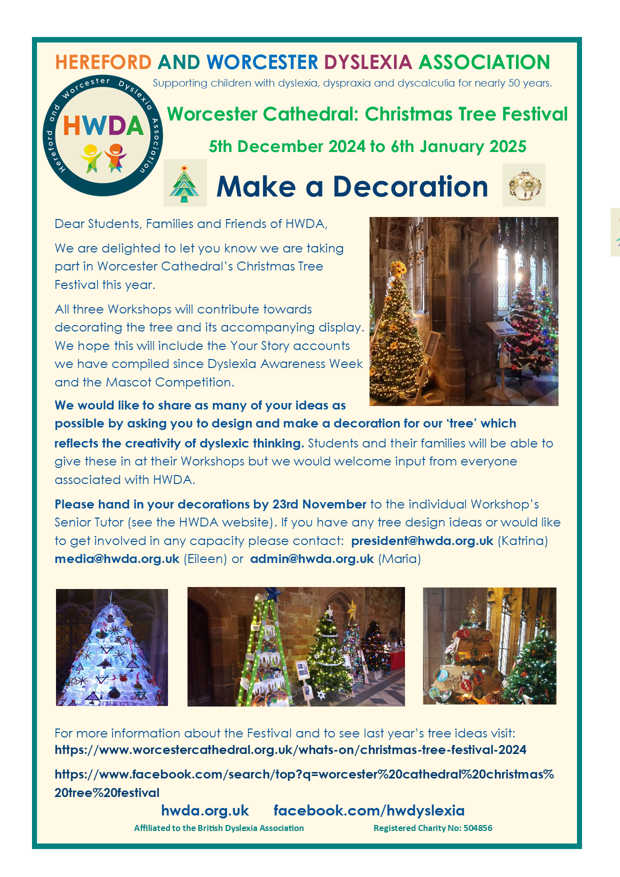 HWDA Take Part in Worcester Cathedral's Christmas Tree Festival: Design ...